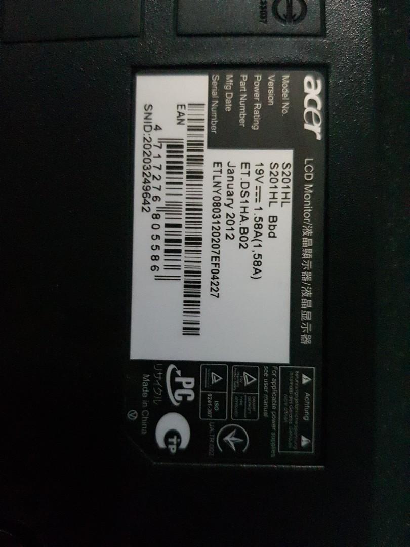 Acer monitor, Computers & Tech, Parts & Accessories, Monitor Screens on ...