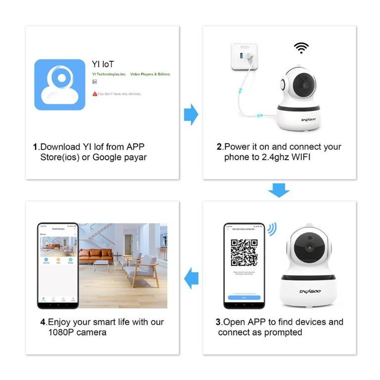 Cacagoo WiFi IP Camera/CCTV/Smart Home Camera, Furniture & Home Living ...