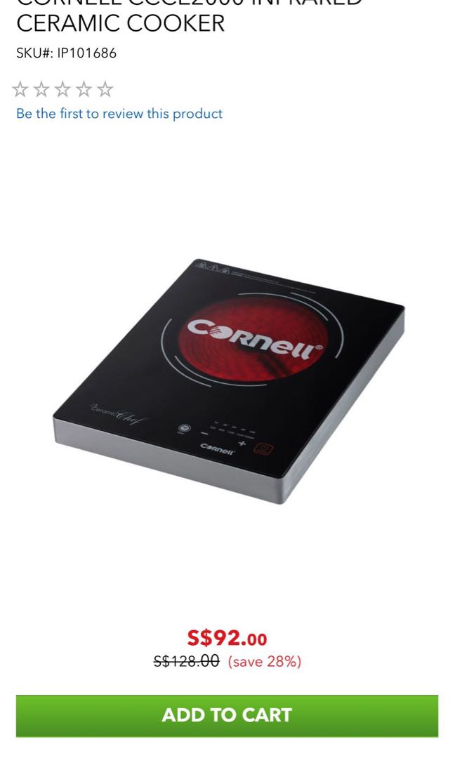 CORNELL CCCE2000 INFRARED CERAMIC COOKER, TV & Home Appliances, Kitchen ...