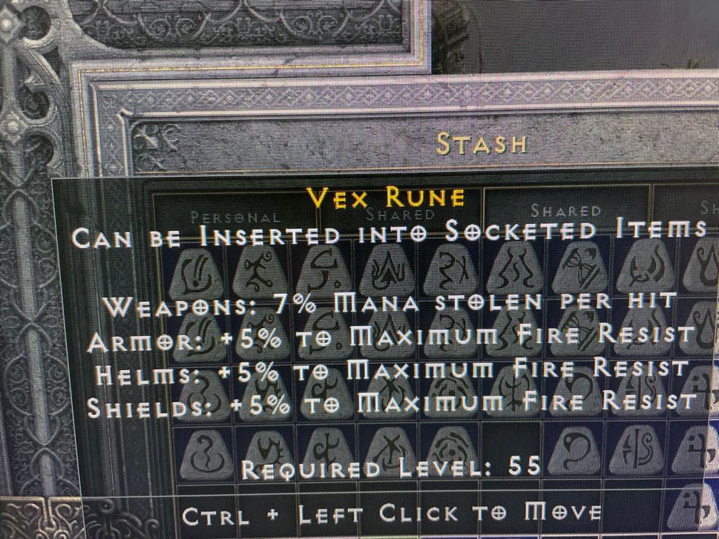 Diablo 2 Resurrected Vex Rune, Video Gaming, Gaming Accessories, In ...