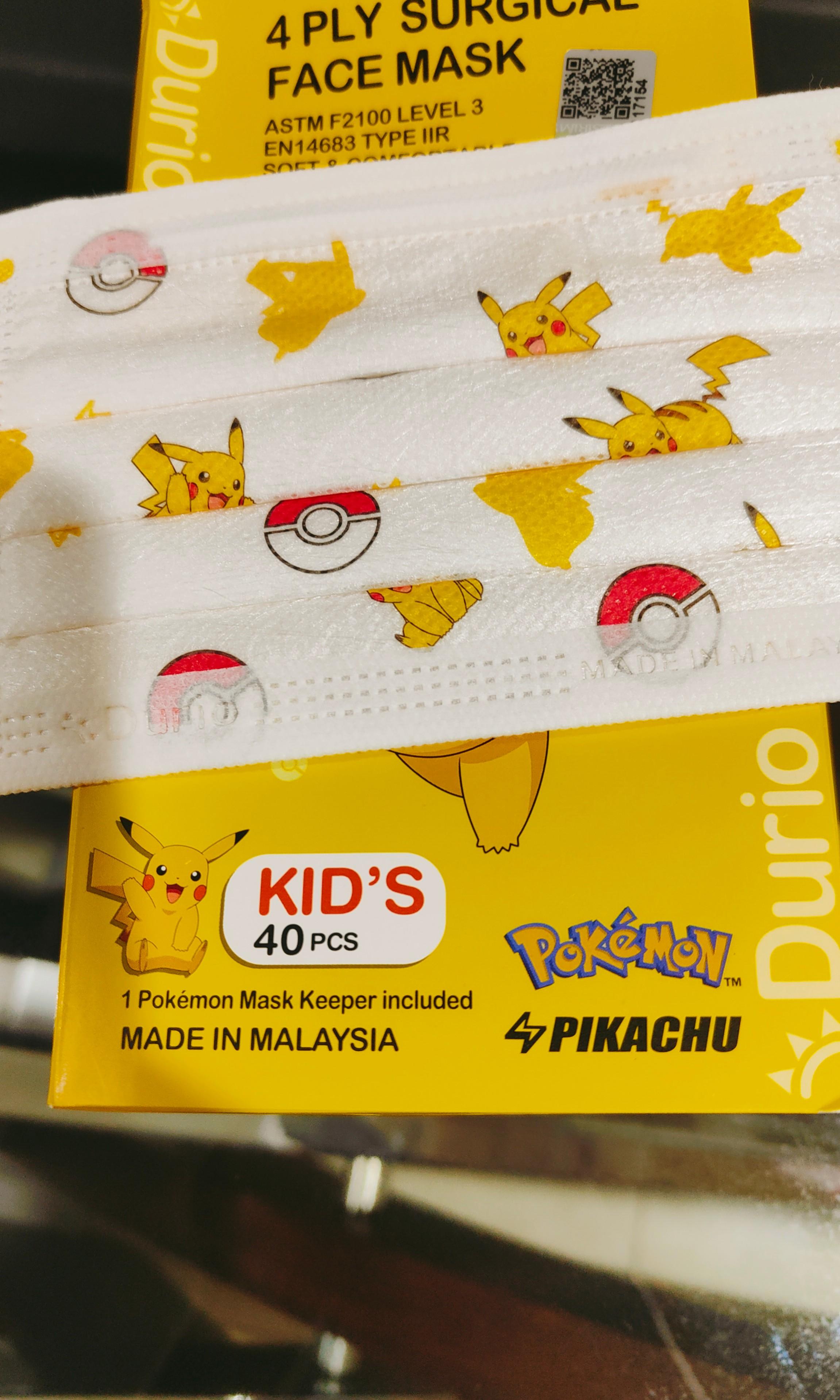 Durio 4 ply Pikachu Surgical Mask, Health & Nutrition, Face Masks ...