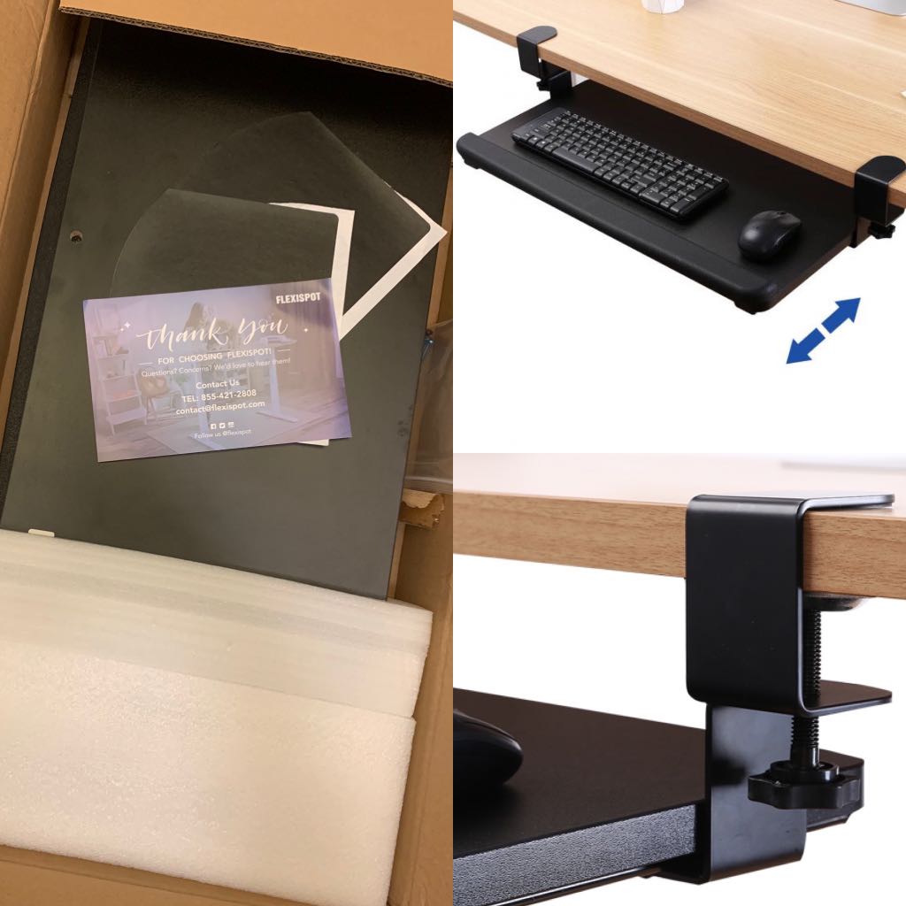 FlexiSpot Clamp-On Adjustable Keyboard Tray, Furniture & Home Living ...