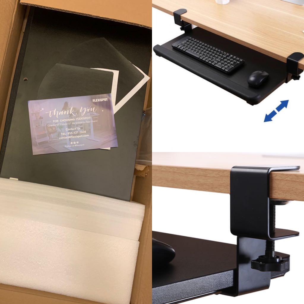 FlexiSpot Clamp-On Adjustable Keyboard Tray, Furniture & Home Living ...