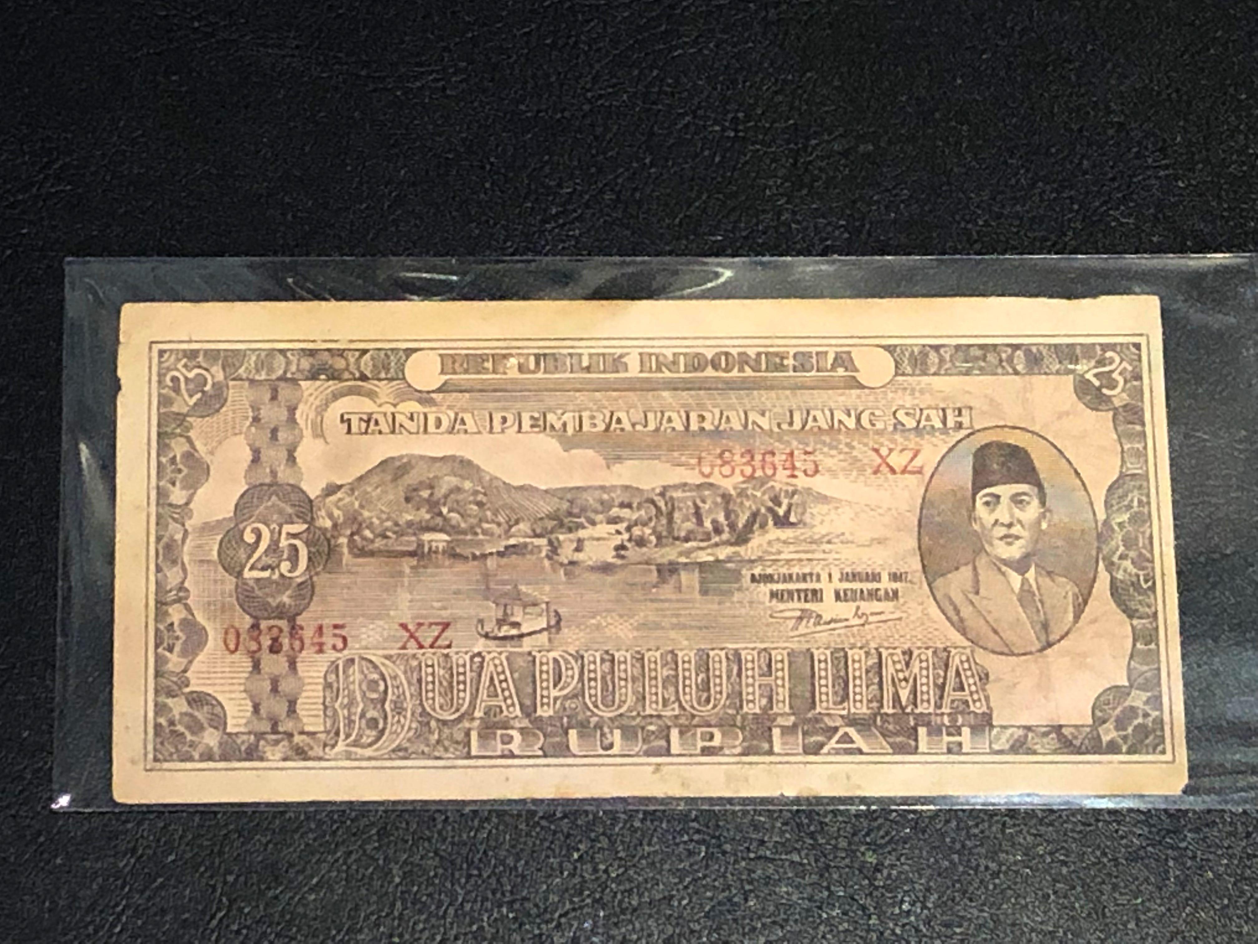 Indonesia 25 Rupiah 1947 issue ORI (Soekarno / Sukarno series), Hobbies ...