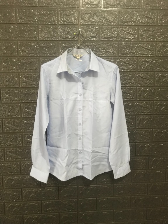 Kemeja Warna Biru Model Kera Kaku Fesyen Pria Pakaian Atasan Di Carousell