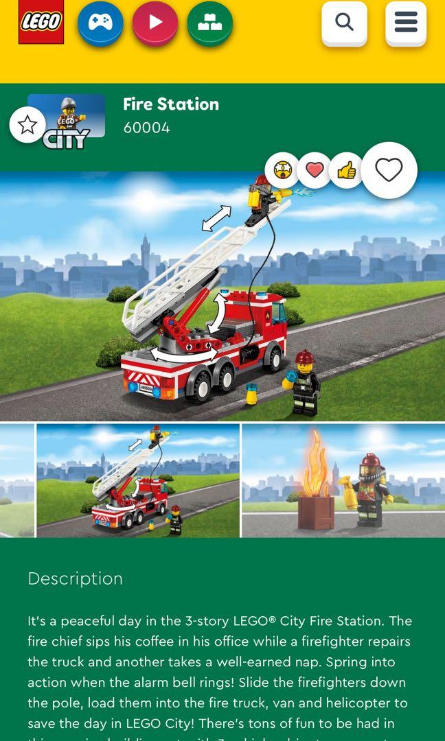 LEGO CITY FIRE ENGINE STATION SET 60004, Hobbies & Toys, Toys & Games ...