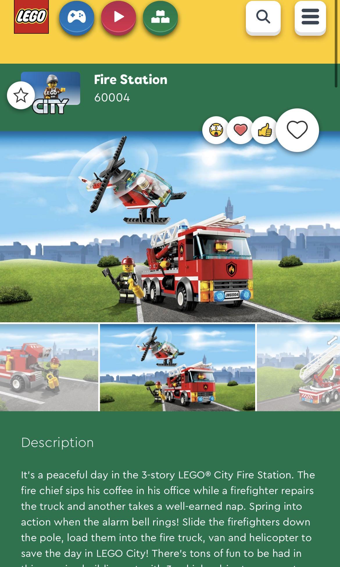 LEGO CITY FIRE ENGINE STATION SET 60004, Hobbies & Toys, Toys & Games ...