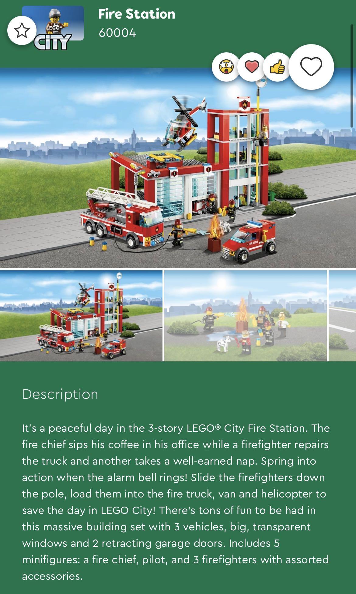 LEGO CITY FIRE ENGINE STATION SET 60004, Hobbies & Toys, Toys & Games ...