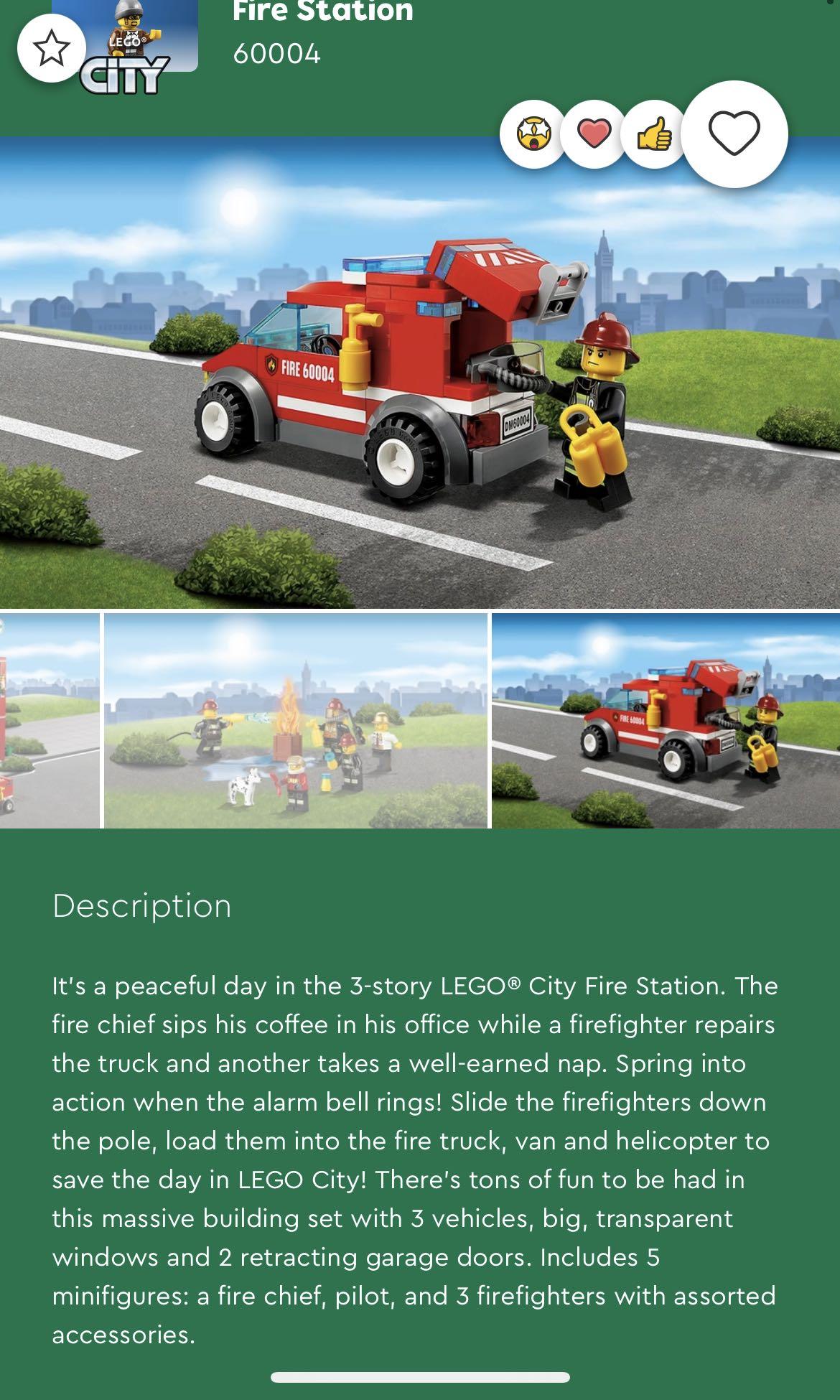 LEGO CITY FIRE ENGINE STATION SET 60004, Hobbies & Toys, Toys & Games ...
