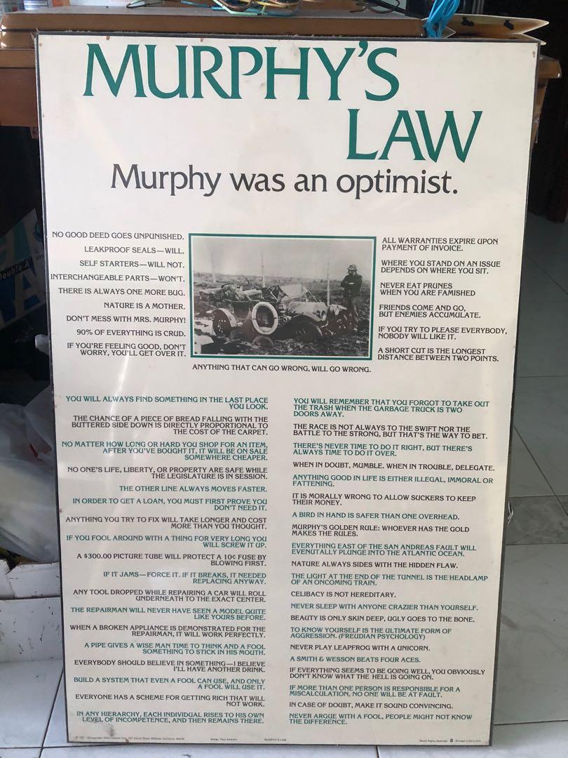 Original 1979 Murphy's Law Murphy Was An Optimist Poster 35, 45% OFF