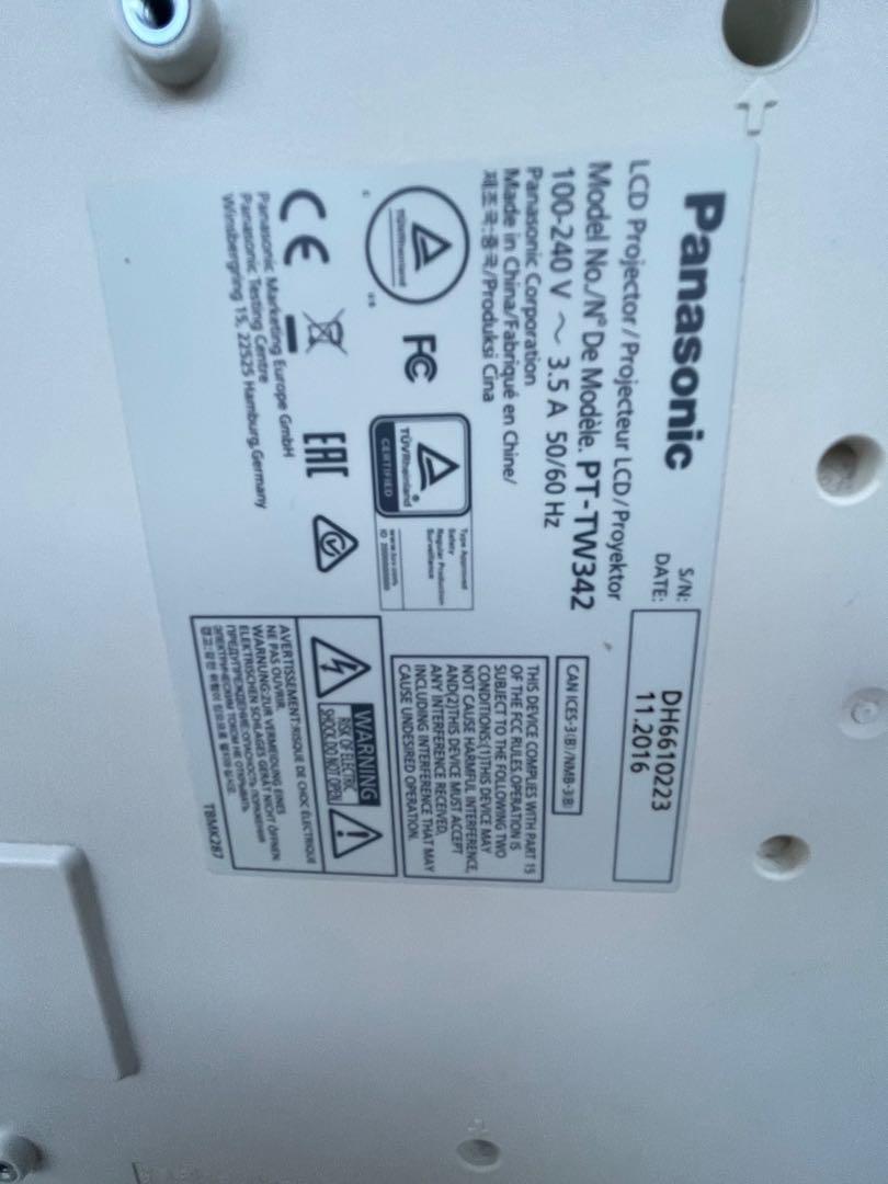 Panasonic short throw LCD TW342 WXGA projector , TV & Home Appliances, TV & Entertainment ...