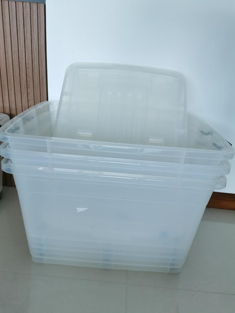 Plastic storage box with rollers-95L, Furniture & Home Living, Home ...