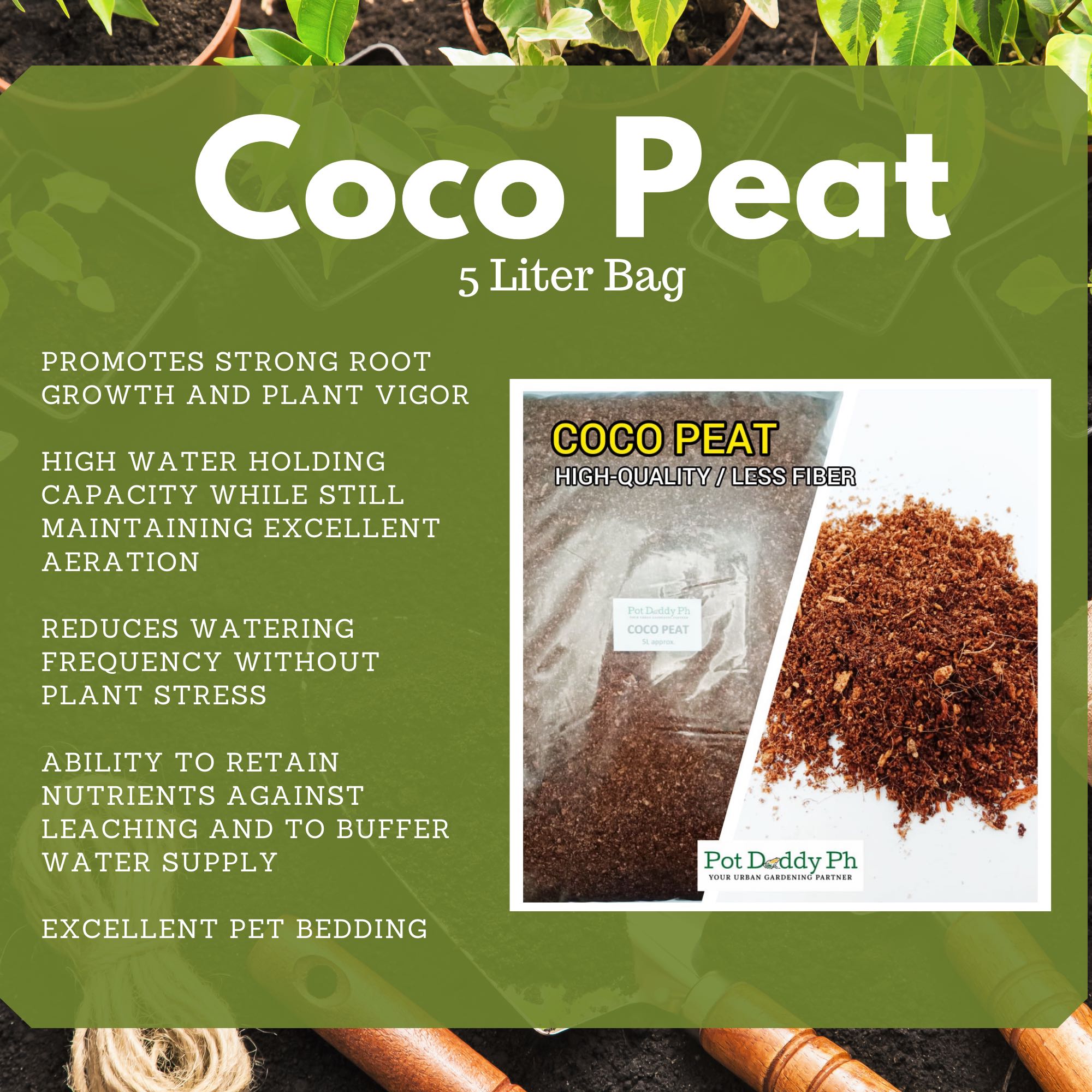 Pot Daddy Ph Coco Peat | 5 liters, Furniture & Home Living, Gardening ...