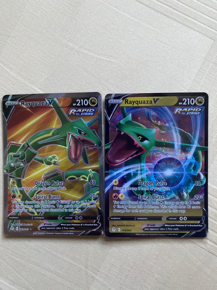 Rayquaza V Full art & Rayquaza V, Hobbies & Toys, Toys & Games on Carousell