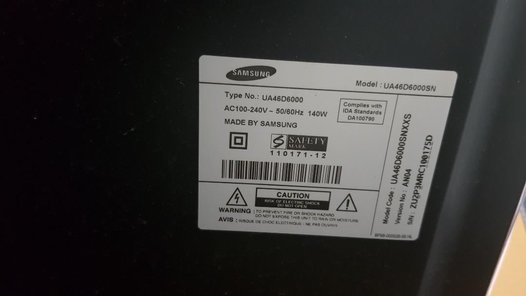 Samsung TV Stand 46inch UA46D6000 (LIKE NEW CONDITION), TV & Home ...