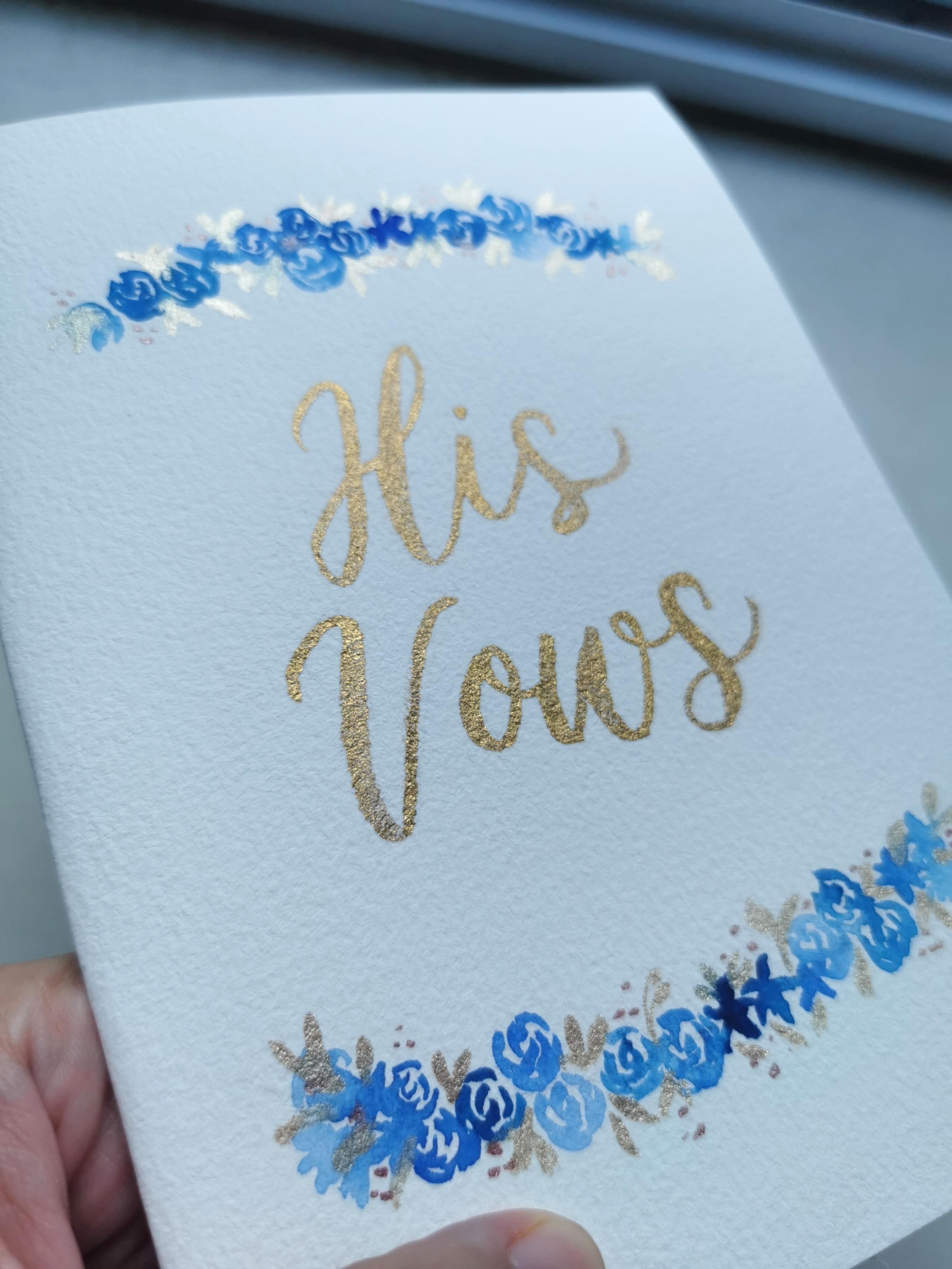 Hand Painted Wedding Vows Set (His Vows, Her Vows) Booklet CUSTOMISABLE ...