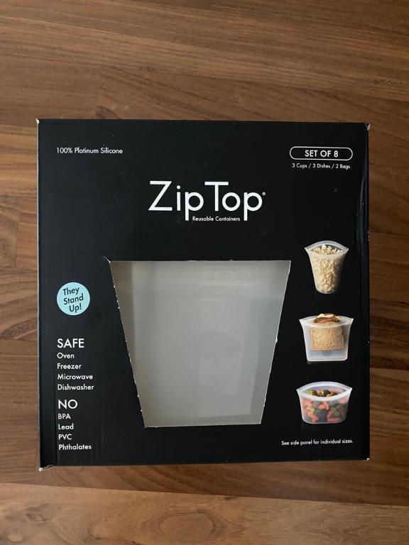 Zip Top® Reusable Containers, Full set of 8 - 3 Cups, 3 Dishes & 2 Bags ...