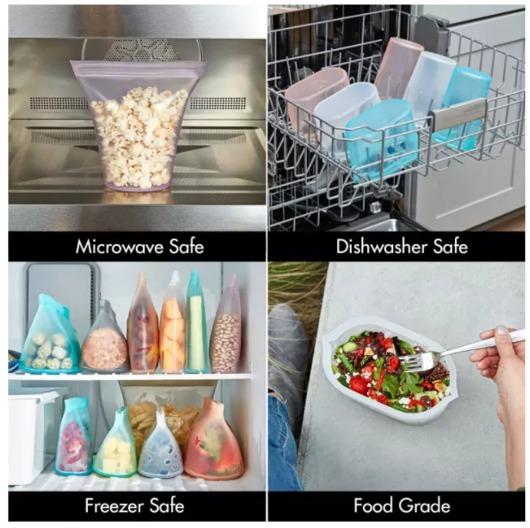 Zip Top® Reusable Containers, Full set of 8 - 3 Cups, 3 Dishes & 2 Bags ...