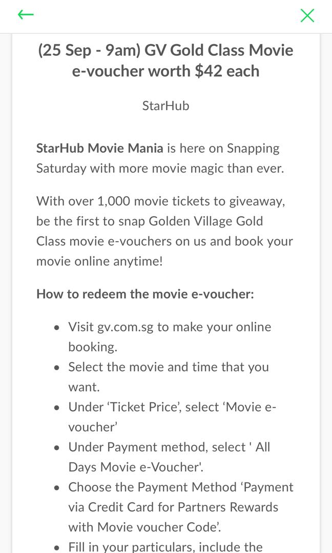 1 x All Day GV Gold class movie ticket worth $42, Tickets & Vouchers ...