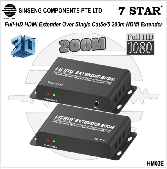 200M HDMI Extender over LAN RJ45 CAT5/CAT5E/CAT6/CAT7/CAT8, TV & Home ...
