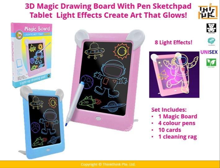 3D Magic Drawing Board With Pen Sketchpad Tablet 8 Light Effects Create ...