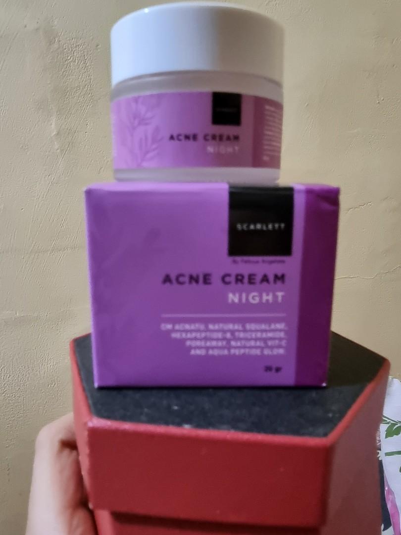 Acne cream night Krim malam scarlett, Kesehatan & Kecantikan, Kulit ...
