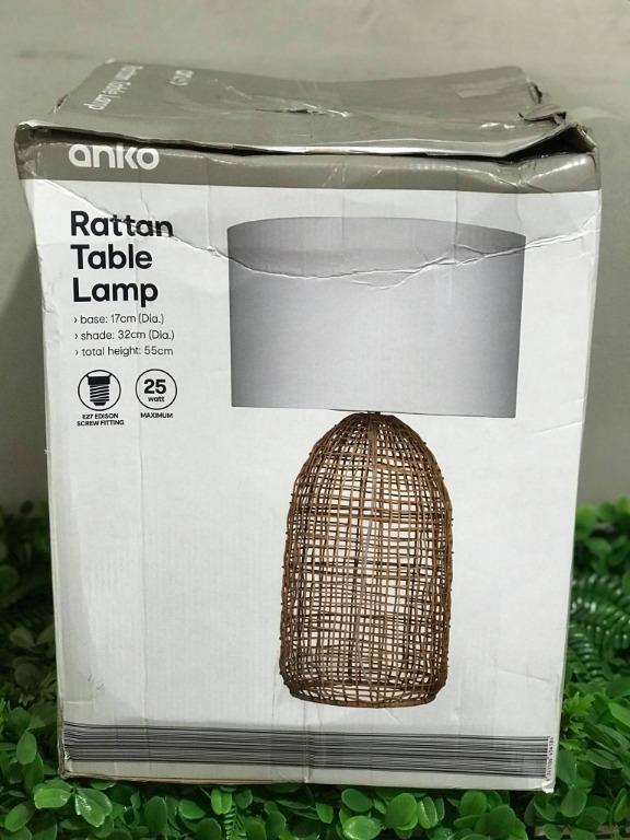 Anko Rattan Table Lamp, Furniture & Home Living, Lighting & Fans ...