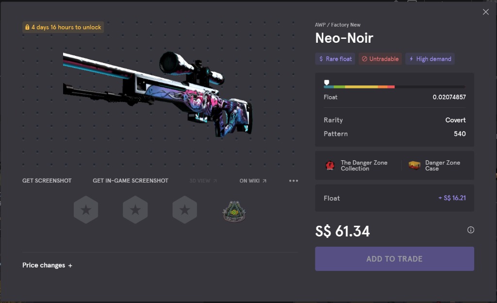 AWP NEO NOIR FACTORY NEW CSGO SKINS FN, Video Gaming, Video Games ...