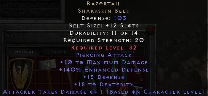 D2R | Diablo 2 Resurrected Razortail, Razor tail 140Ed Belt, Video ...