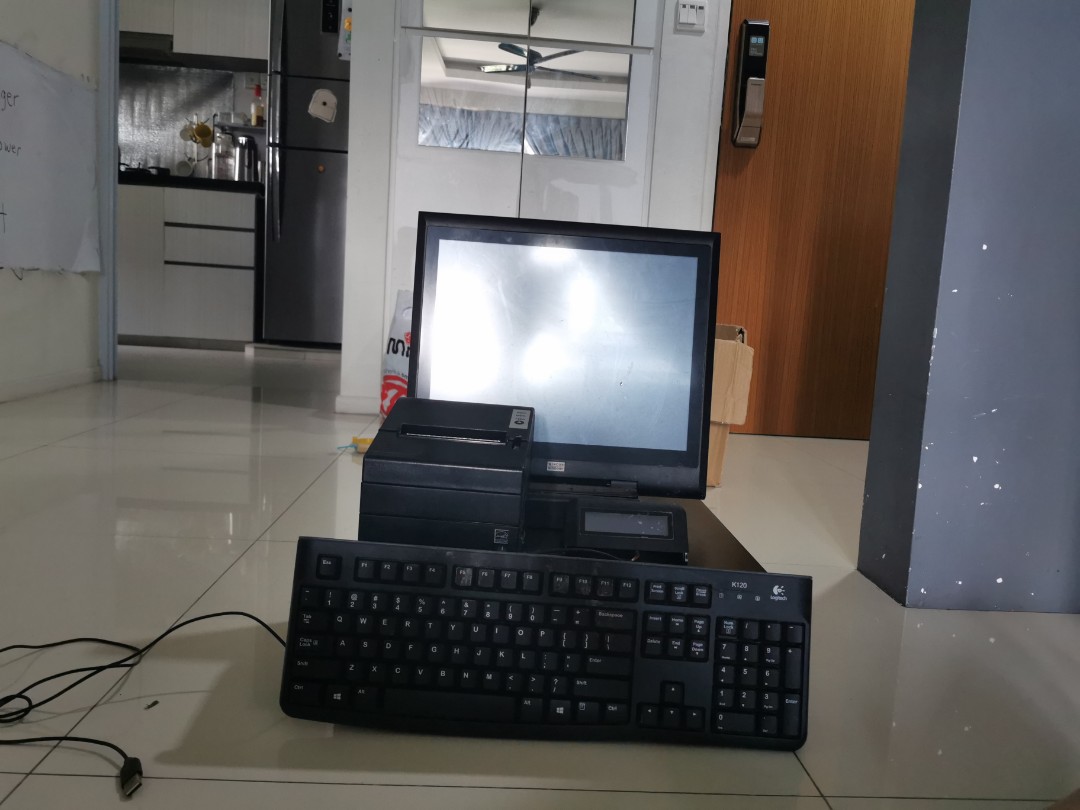 Desktop, printer roll, business cashier drawer, keyboard, Computers ...