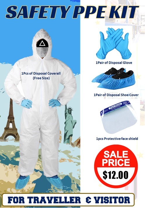 Disposal Protective Coverall set/ PPE KIT for Travel visitor/ Hazmat ...