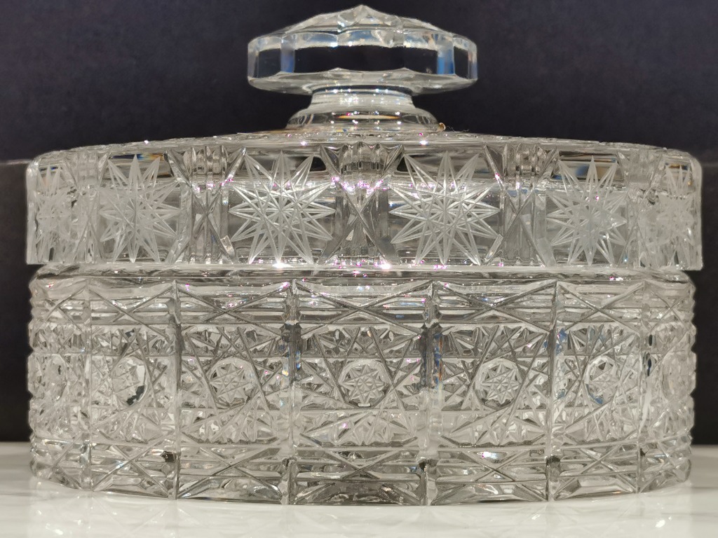 Handcut Bohemia Crystal Container w Lid, Furniture & Home Living, Home ...