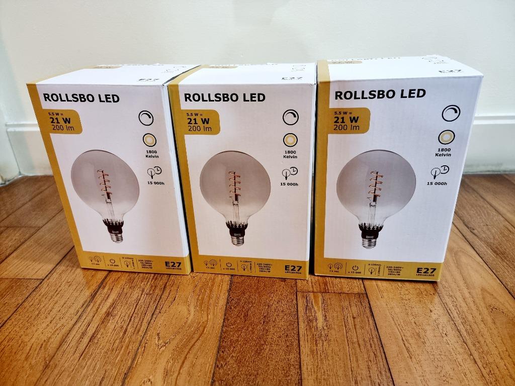 IKEA ROLLSBO LED Bulb E27 x 3, Furniture & Home Living, Lighting & Fans ...