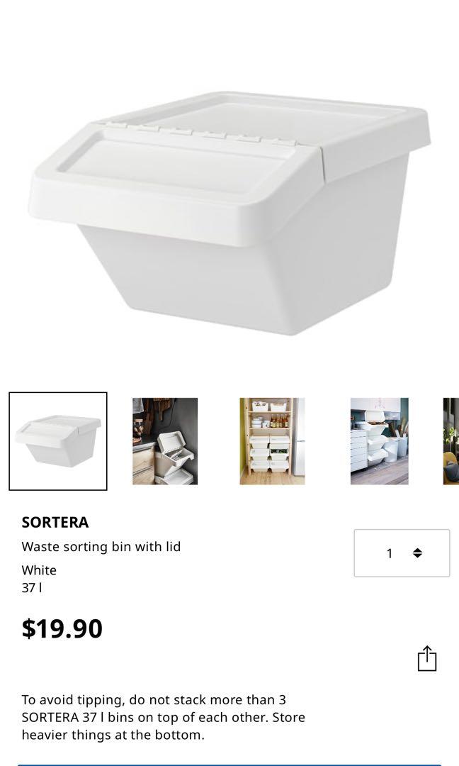 IKEA Sortera Storage Box / Waste Sorting Bin With Lid, Furniture & Home ...
