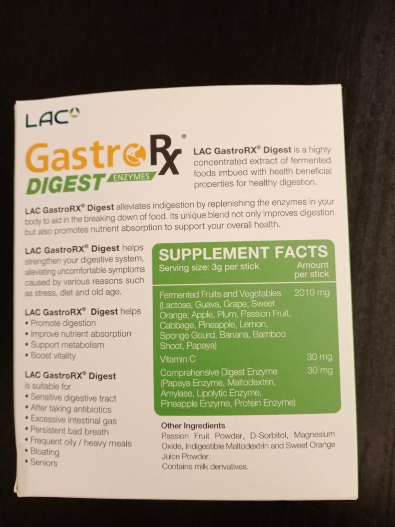 LAC Gastro RX Digest Enzymes 54 packs, Health & Nutrition, Health ...