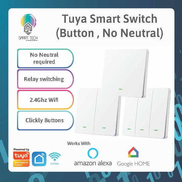 (Local Stock) Smart Switch / Tuya Switch / No Neutral Version ...