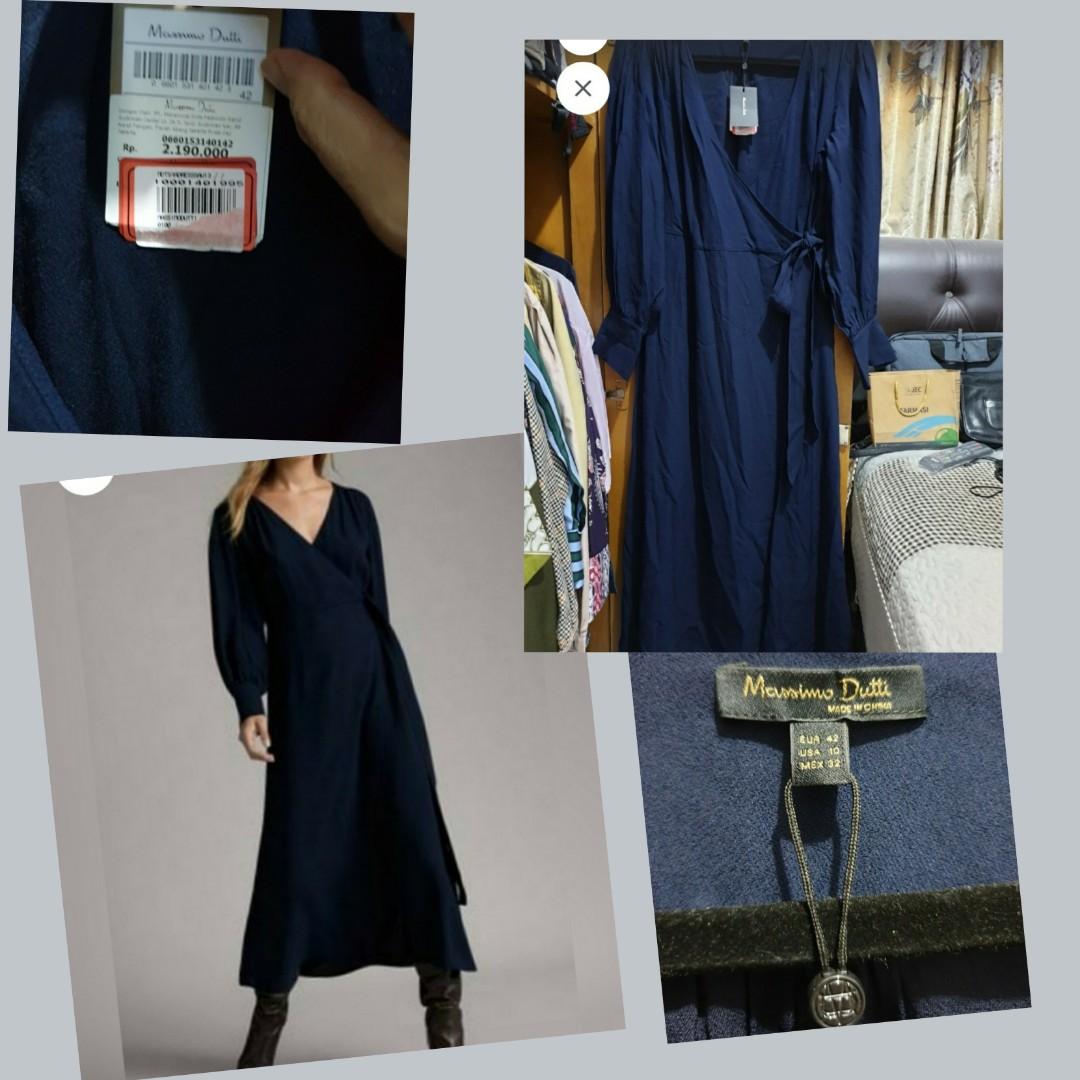 Massimo Dutti Wrap Dress, Fesyen Wanita, Pakaian Wanita, Gaun & Rok di ...