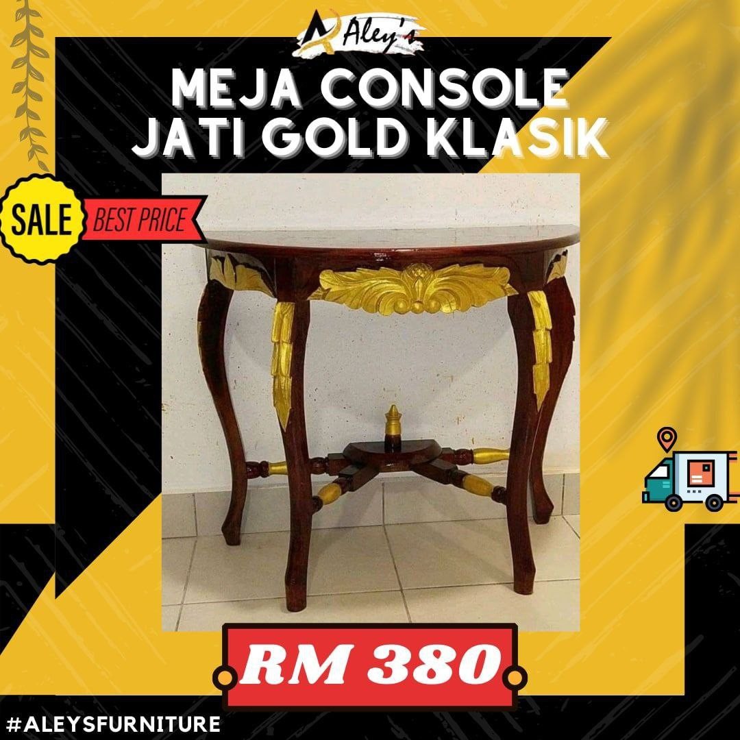 MEJA CONSOLE JATI GOLD KLASIK, Furniture & Home Living, Furniture, TV ...