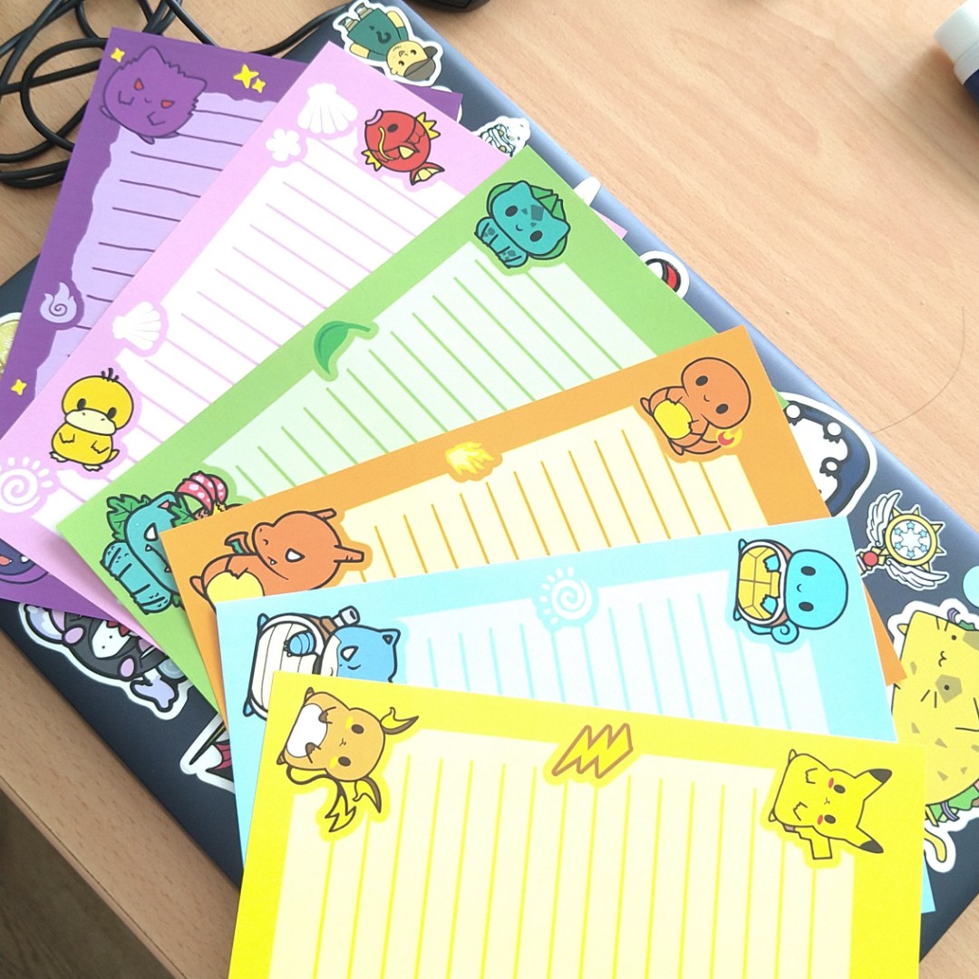 Pokemon Stationary 18*11cm 6 sheet per set, Hobbies & Toys, Stationery ...