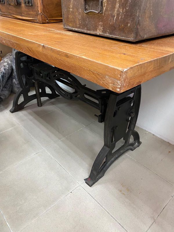 Vintage Solid Table Top with Cast Iron Leg, Furniture & Home Living ...