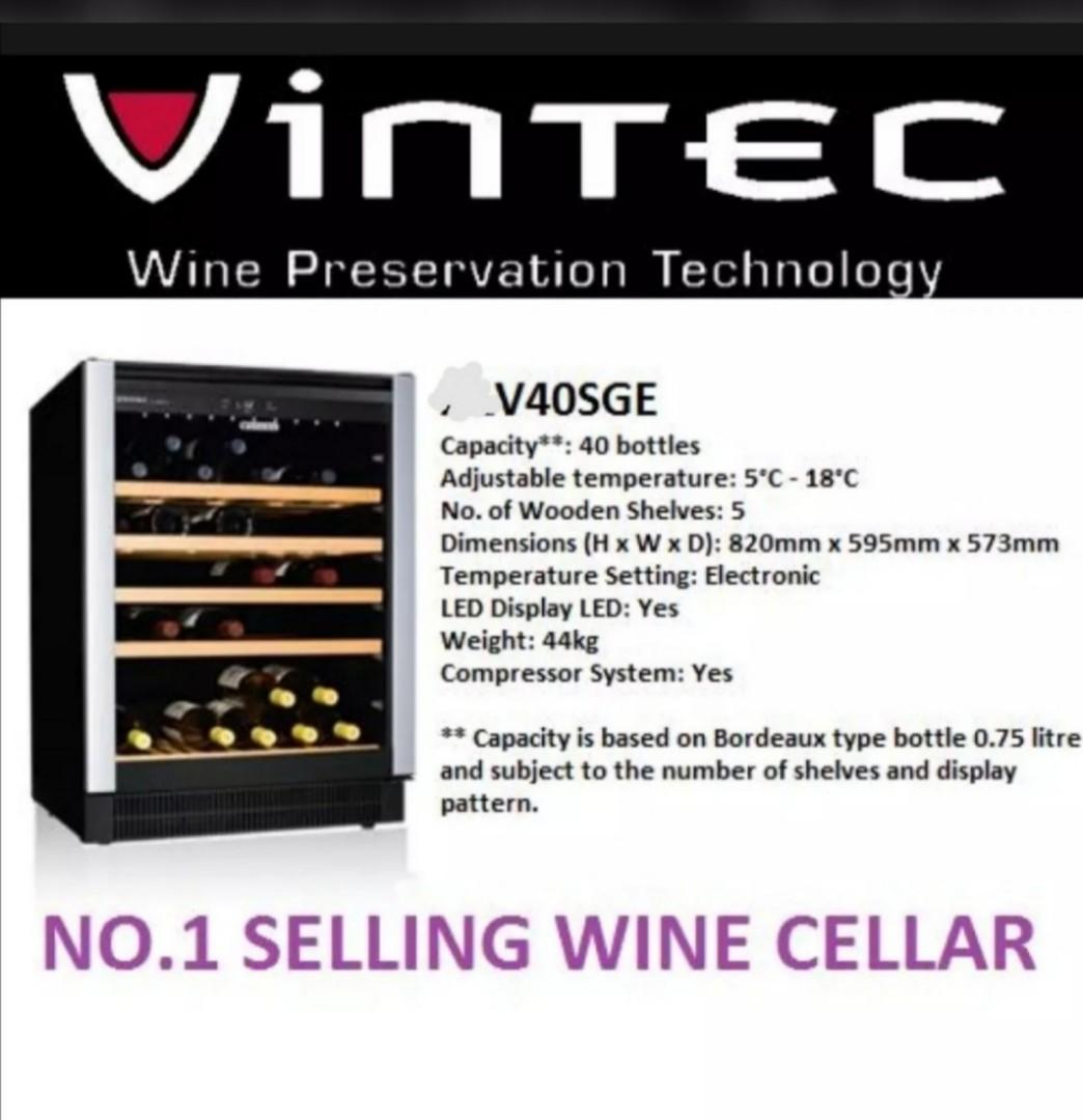 Vintec V40SGE Wine Chiller / Cellar / Fridge / Cooler, TV & Home ...