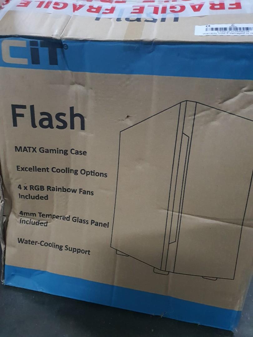 CiT Flash ARGB PC Gaming Case, M-ATX, 4 x 120mm ARGB Rainbow Fans ...