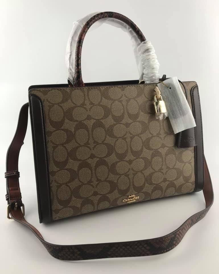 Coach ZOE CARRYALL in Signature Canvas in Brown, Women's Fashion, Bags ...