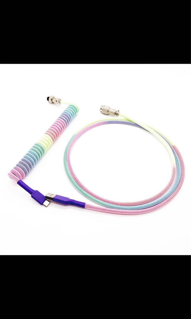 Coiled Cable (Pastel rainbow), Computers & Tech, Parts & Accessories ...