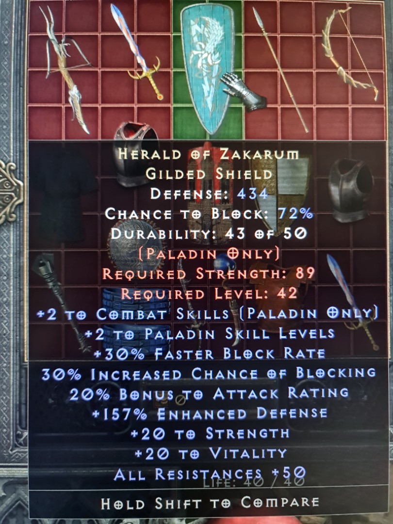 D2R Herald of Zakarum Gilded Shield, Video Gaming, Gaming Accessories ...