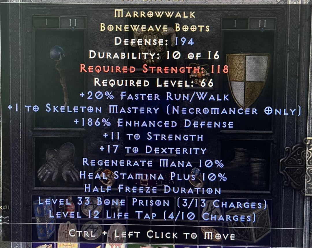 Diablo 2 Resurrected - Marrowwalk Boneweave Boots, Video Gaming, Video ...