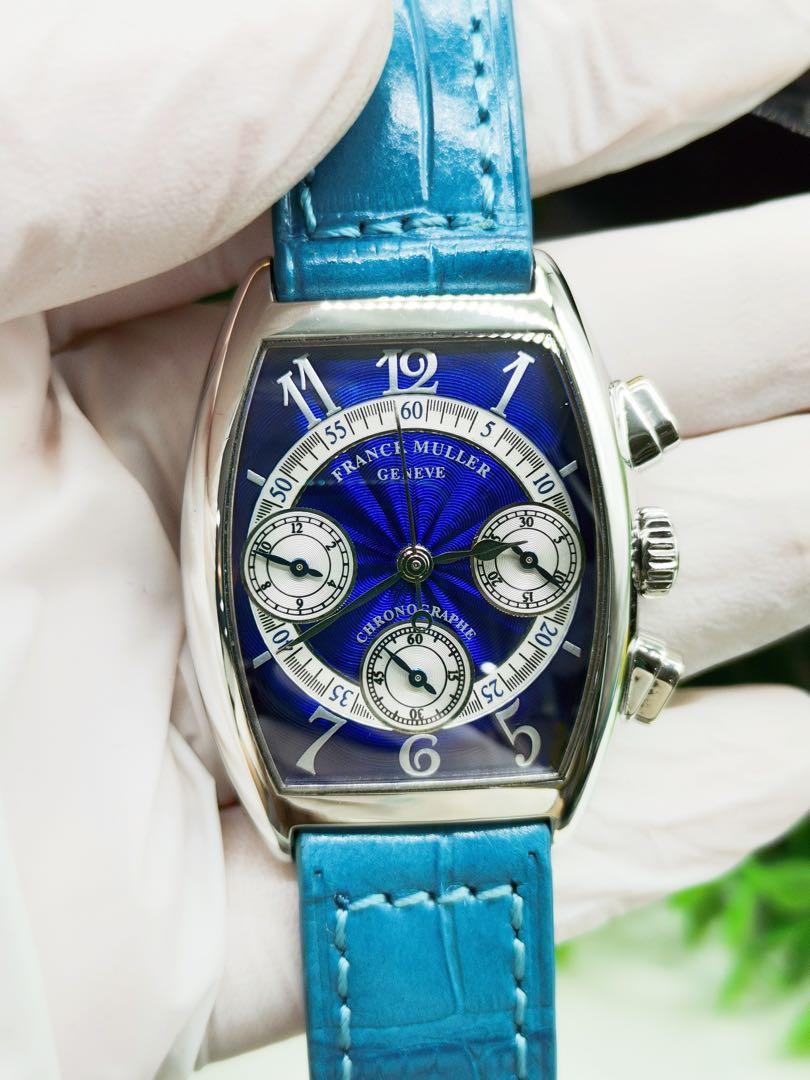 Frank Muller Cintree Curved Tonneau Chronograph Blue Dial, Luxury ...