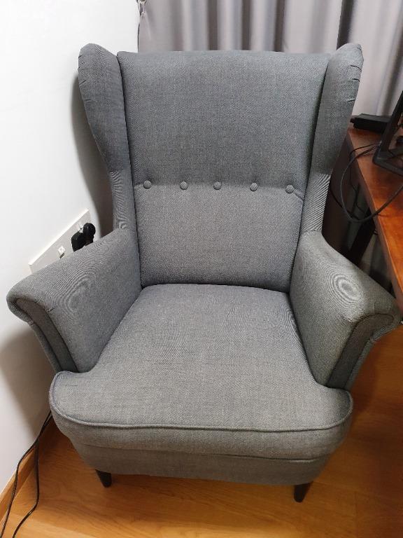 IKEA wing chair [STRANDMON, Nordvalla dark grey], Furniture & Home ...