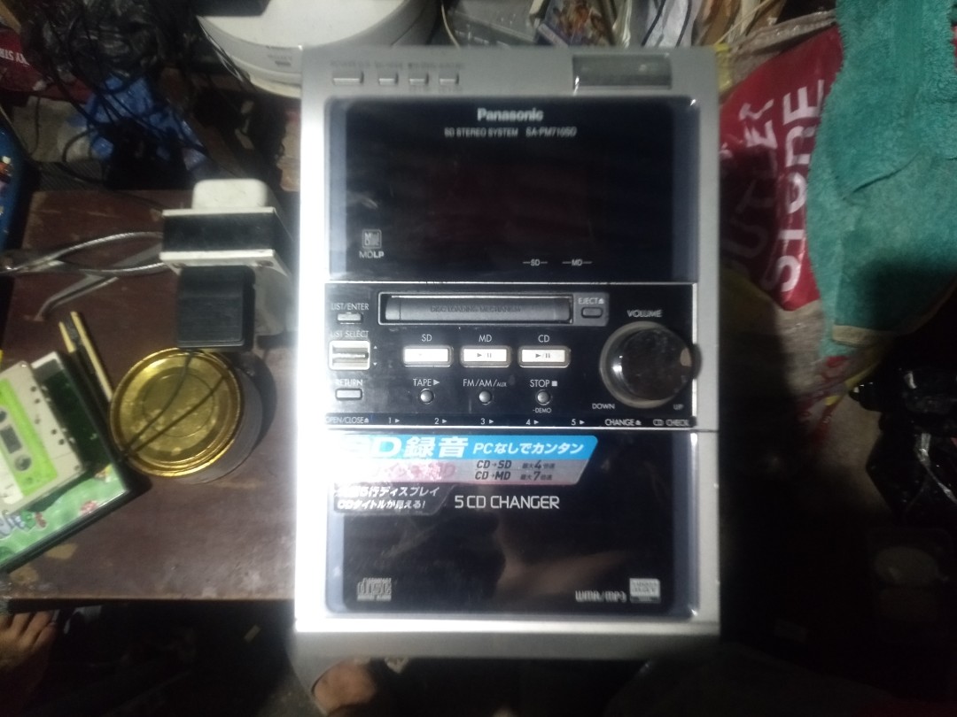 panasonic cassette/cd/md/sd/wma/mp3 player recorder mini bookshelf ...