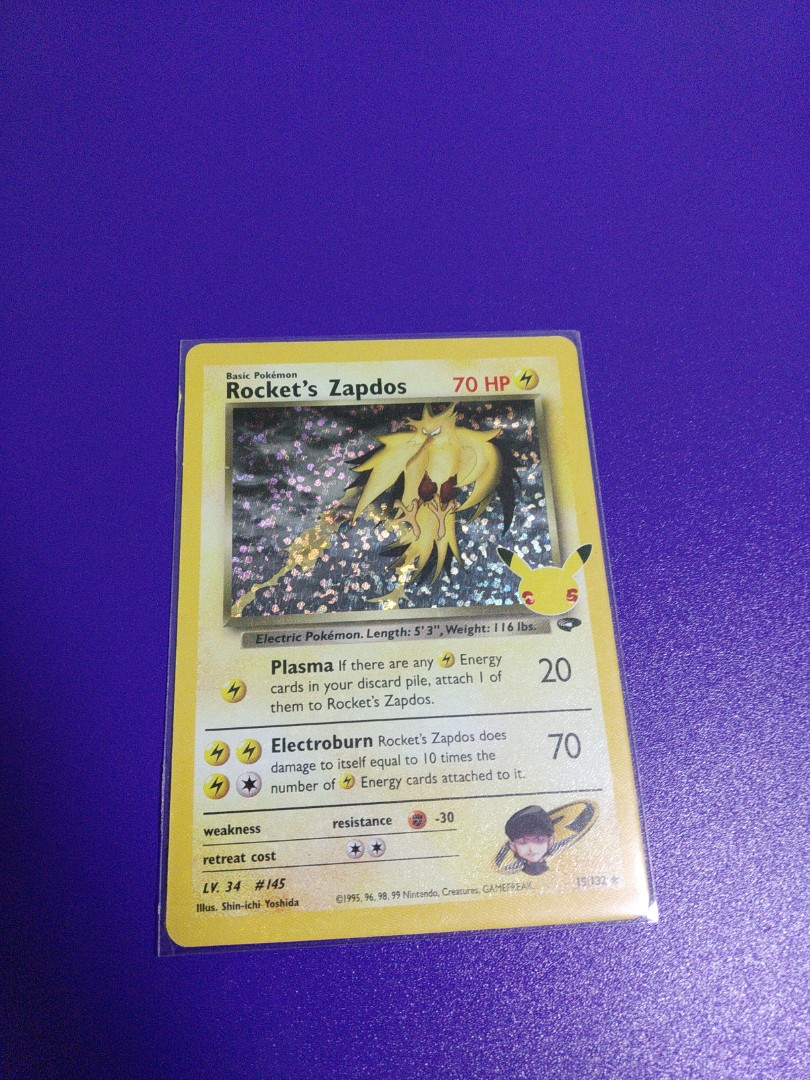 Pokemon TCG Rocket's Zapdos Holo Rare - Celebrations Classic Collection ...